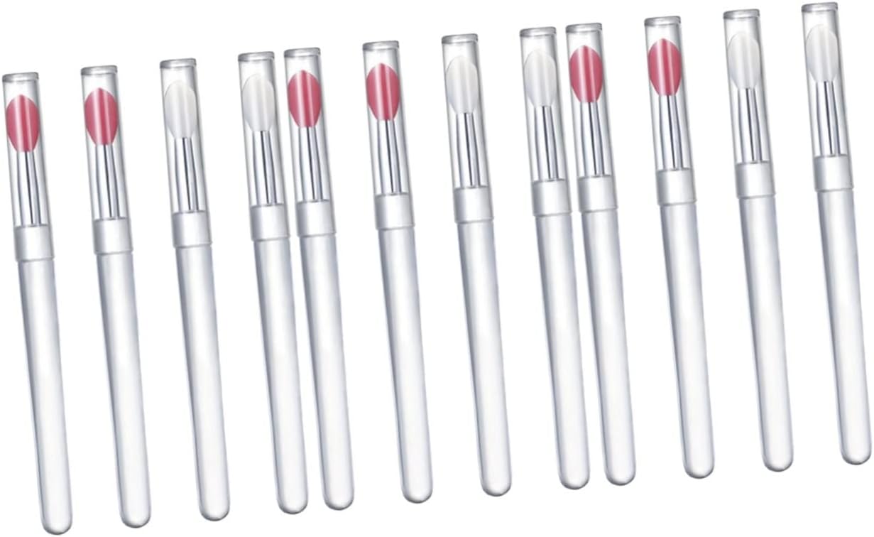 12 Pcs Silicone Lip Brush with Lid Silicone Makeup Applicator Silicone ...