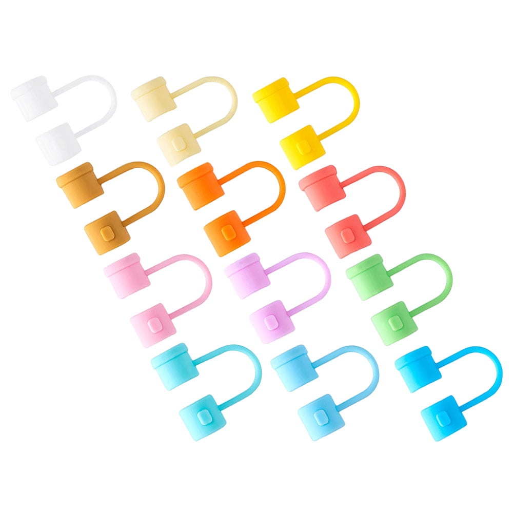 12 Pcs Silicone Straw Stopper Drinking Caps Reusable Straws Covers Lid ...