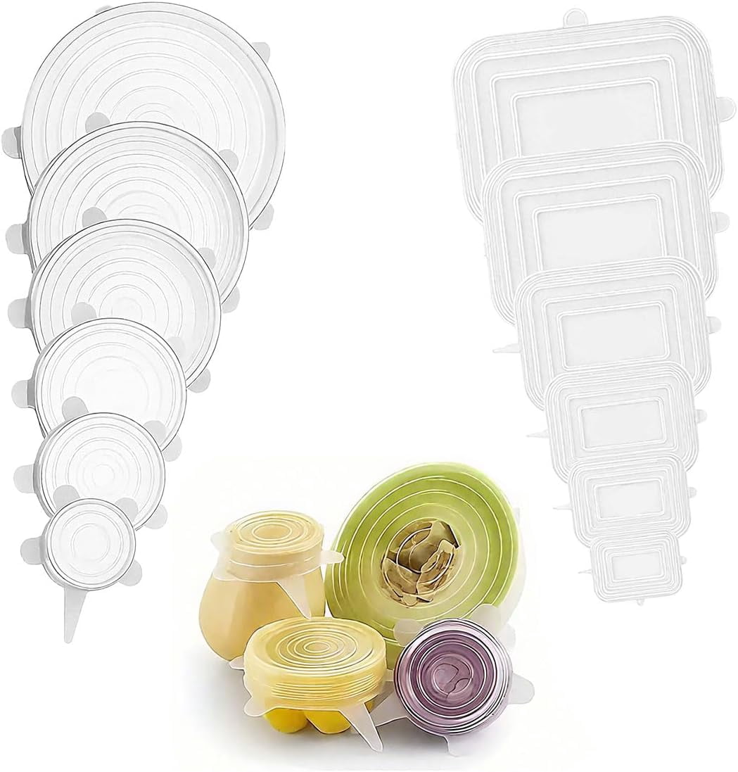 12 Pcs Silicone Stretch Lids Reusable Flexible Bowl Covers, for Keeping ...