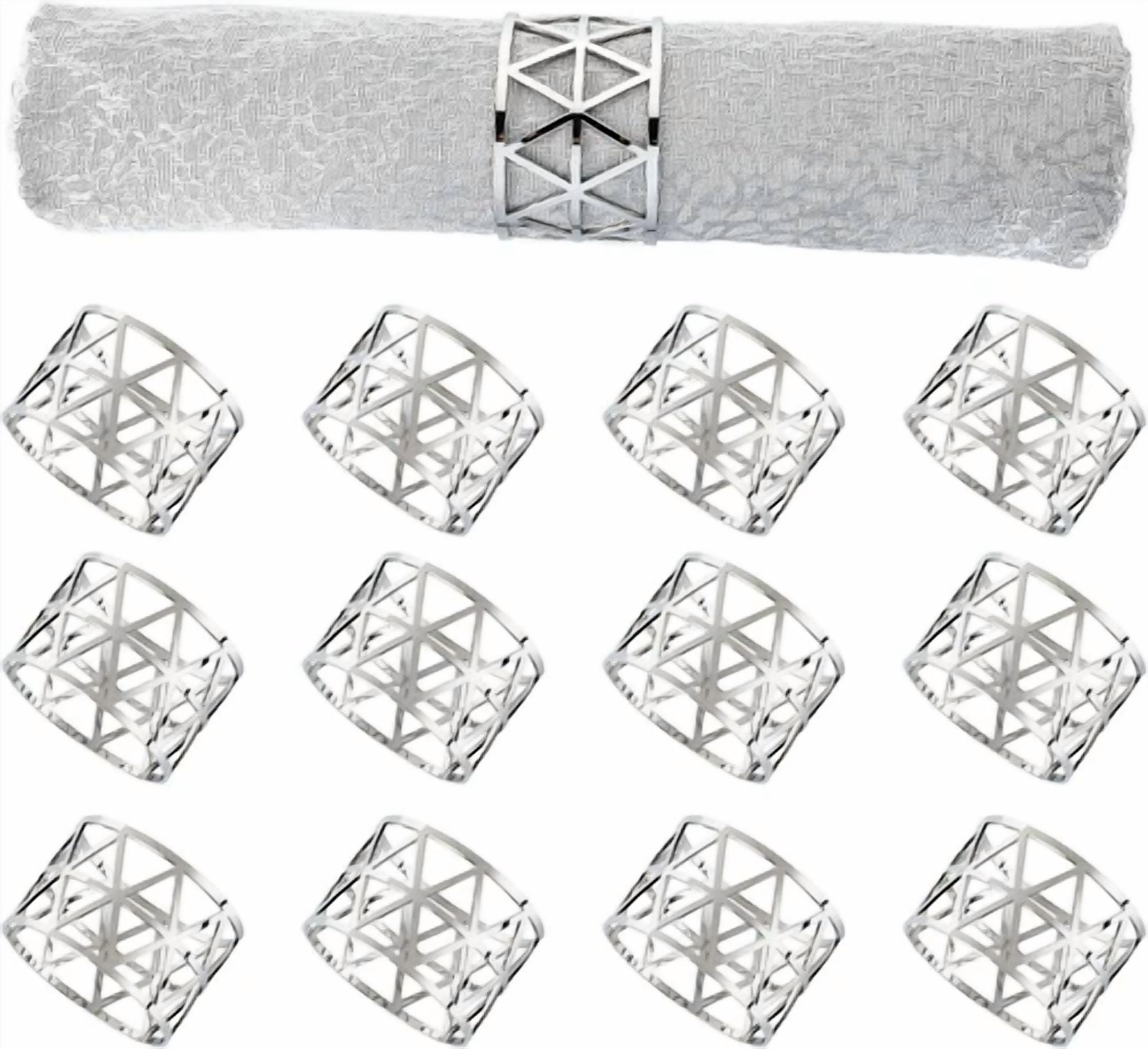 12 Pcs Silver Napkin Rings Set Napkin Holders Metal Napkin Ring For ...