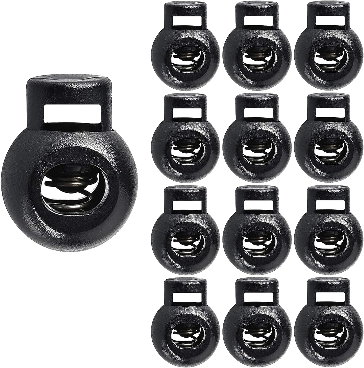 12 Pcs Single Hole Spring Cord Locks Plastic Round Toggle Stoppers ...