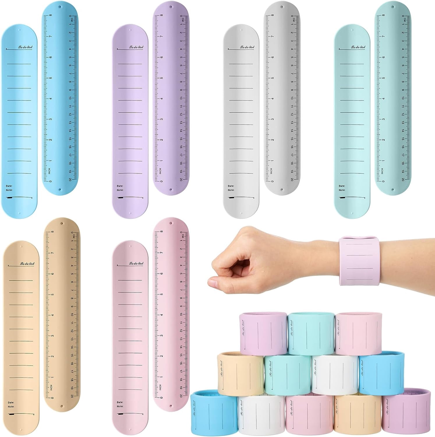 12 Pcs Slap Silicone Reminder Bracelet 9.4 x 1.8'' Reusable Wearable ...