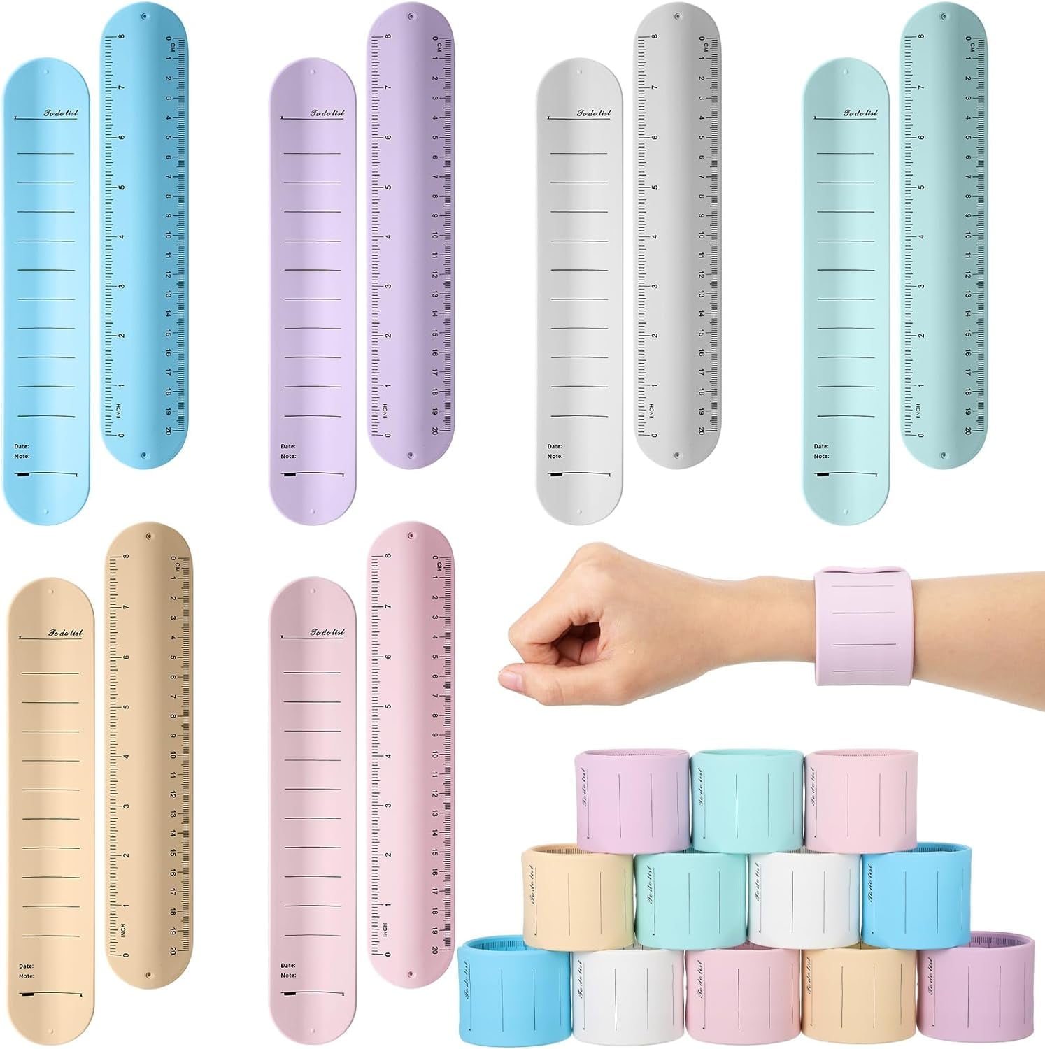12 Pcs Slap Silicone Reminder Bracelet, Wearable Wrist Notepad Reusable ...