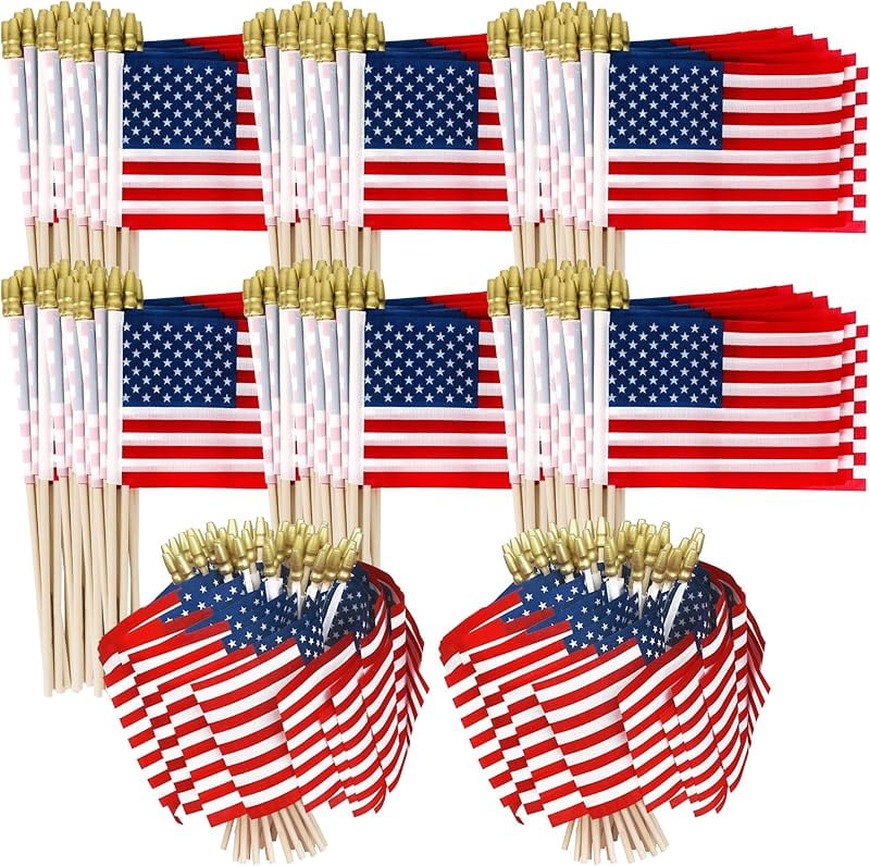12 Pcs Small American Flags on Stick, 6x4 In 4th of July Mini Patriotic ...