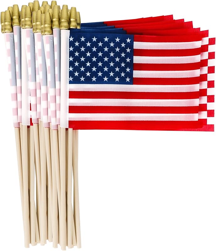 12 Pcs Small American Flags on Stick, 6x4 In 4th of July Mini Patriotic ...