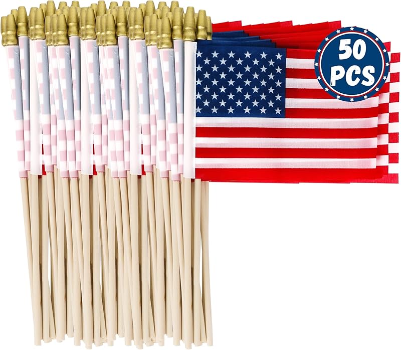 12 Pcs Small American Flags on Stick, 6x4 In 4th of July Mini Patriotic ...