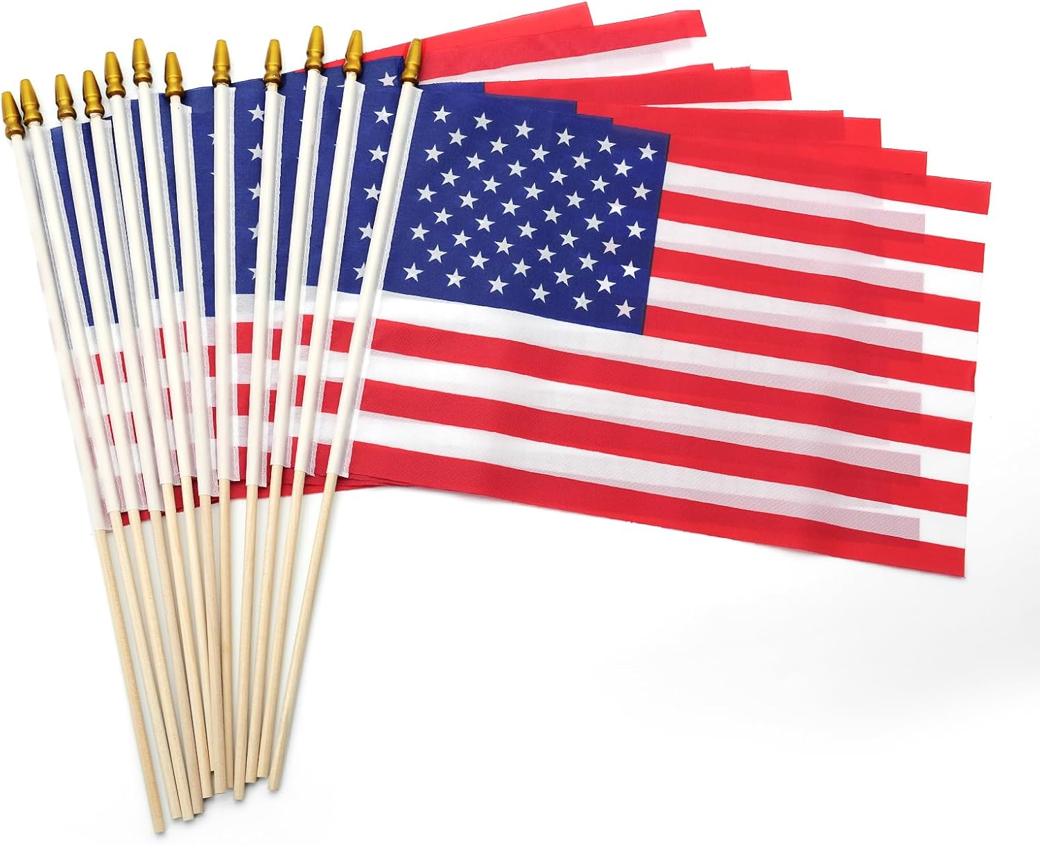 12 Pcs Small American Flags On Stick, Patriotic Outdoor Decor Small US ...