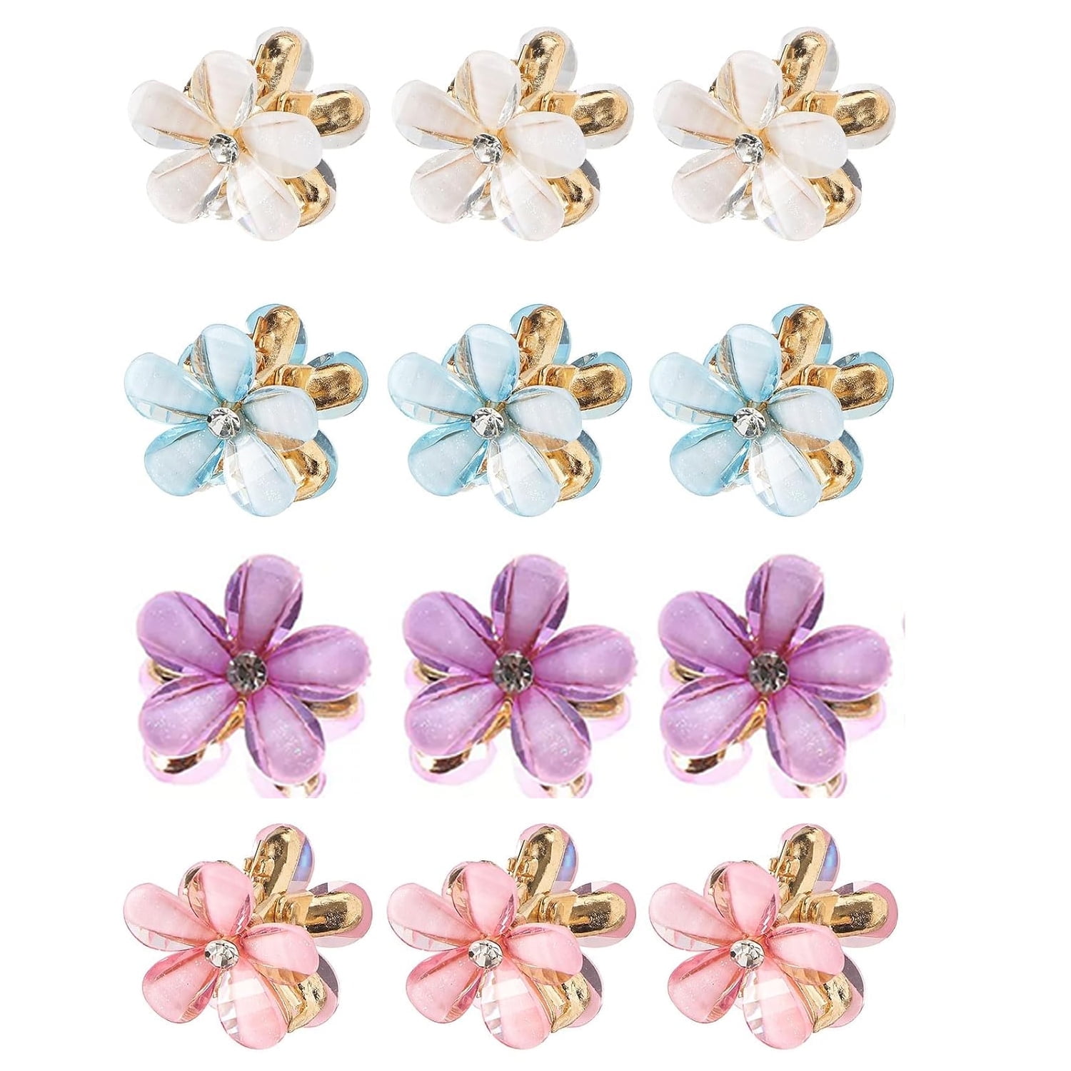 12 Pcs Small Flower Claw Clips, Mini Hair Clips for Thin Thick Hair ...