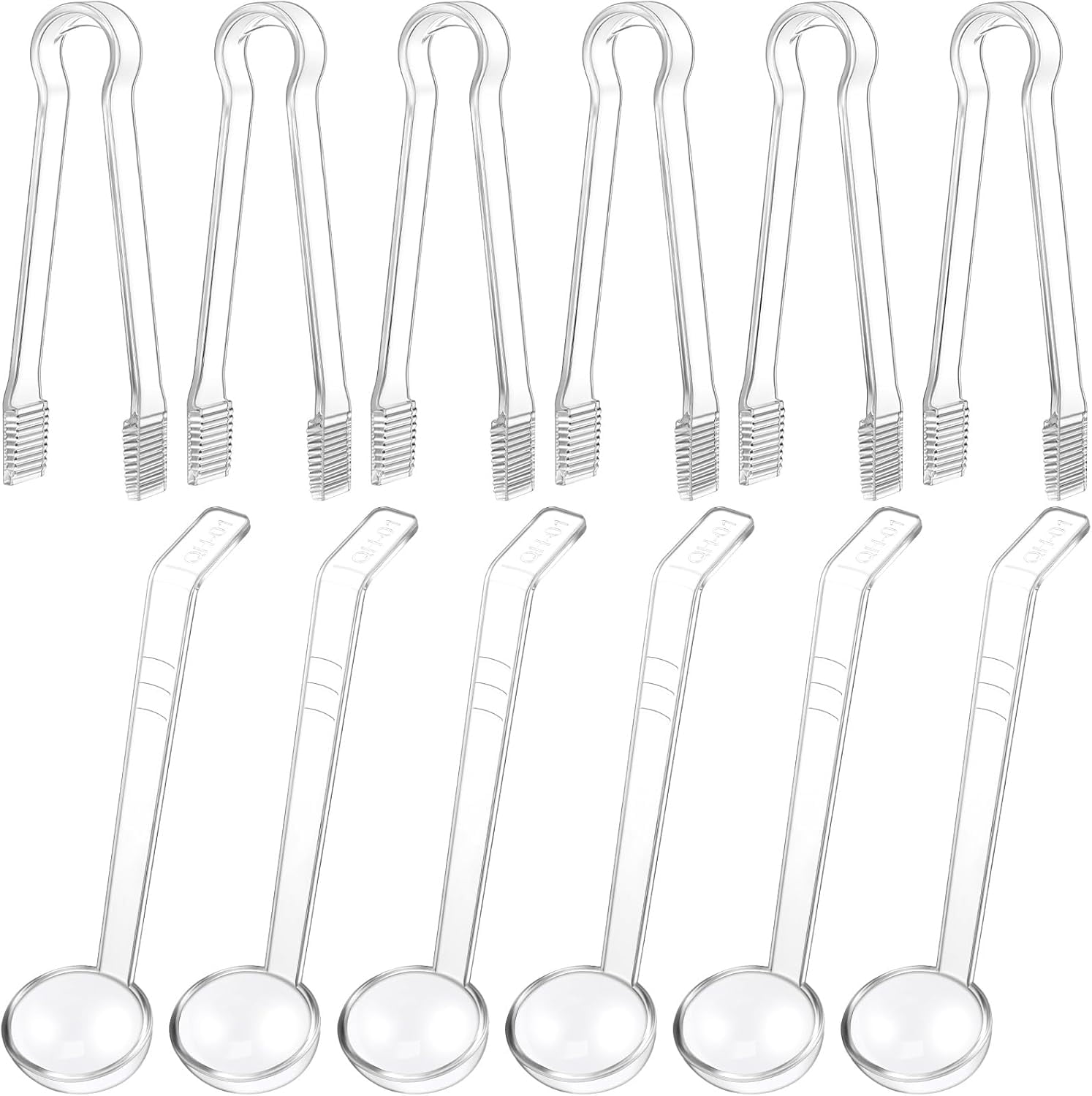 12 Pcs Small Ladles Set, Including Plastic Tongs for Serving and 1 oz ...