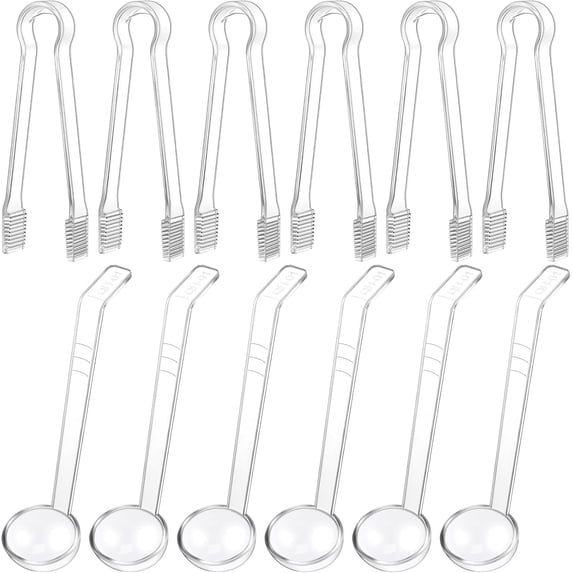 12 Pcs Small Ladles Set, Including Plastic Tongs for Serving and 1 oz ...