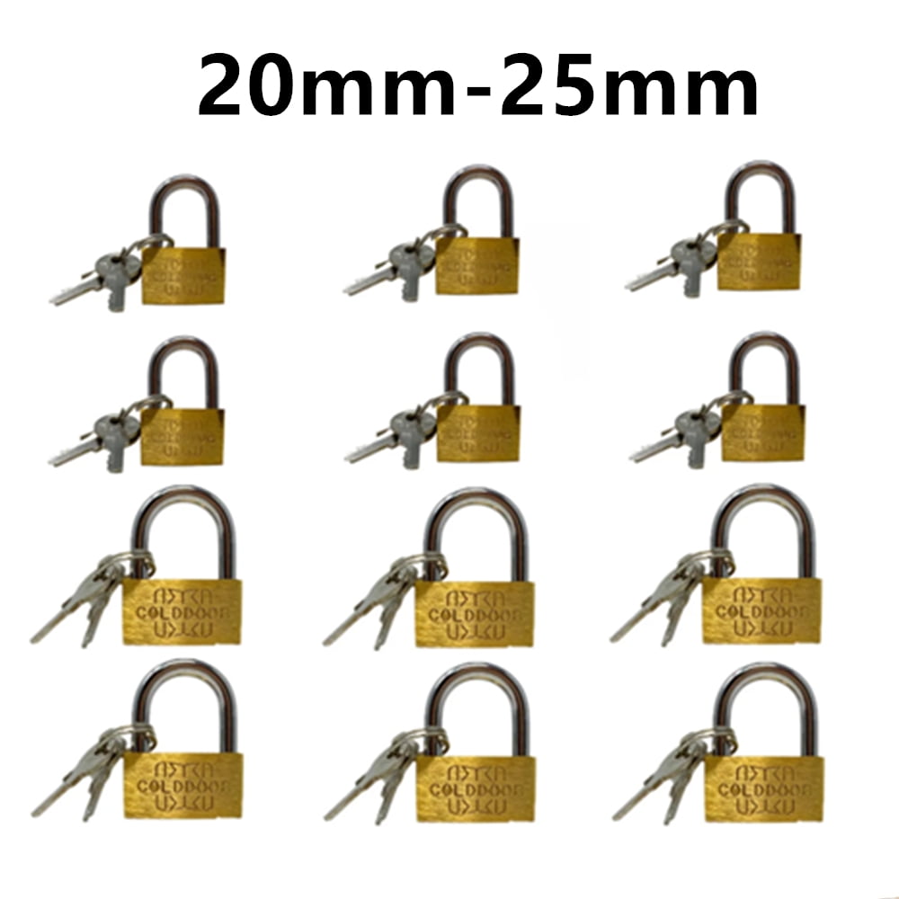 12 Pcs Small Metal Padlock 20mm-25mm Mini Brass Lock With Different ...