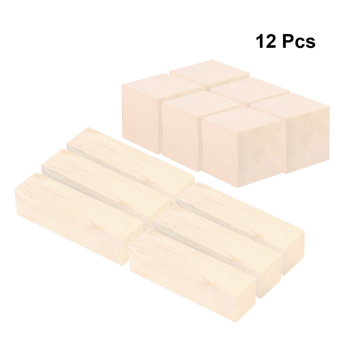 12 Pcs Small Wood Block DIY Carving Cube Mini Building Blocks ...