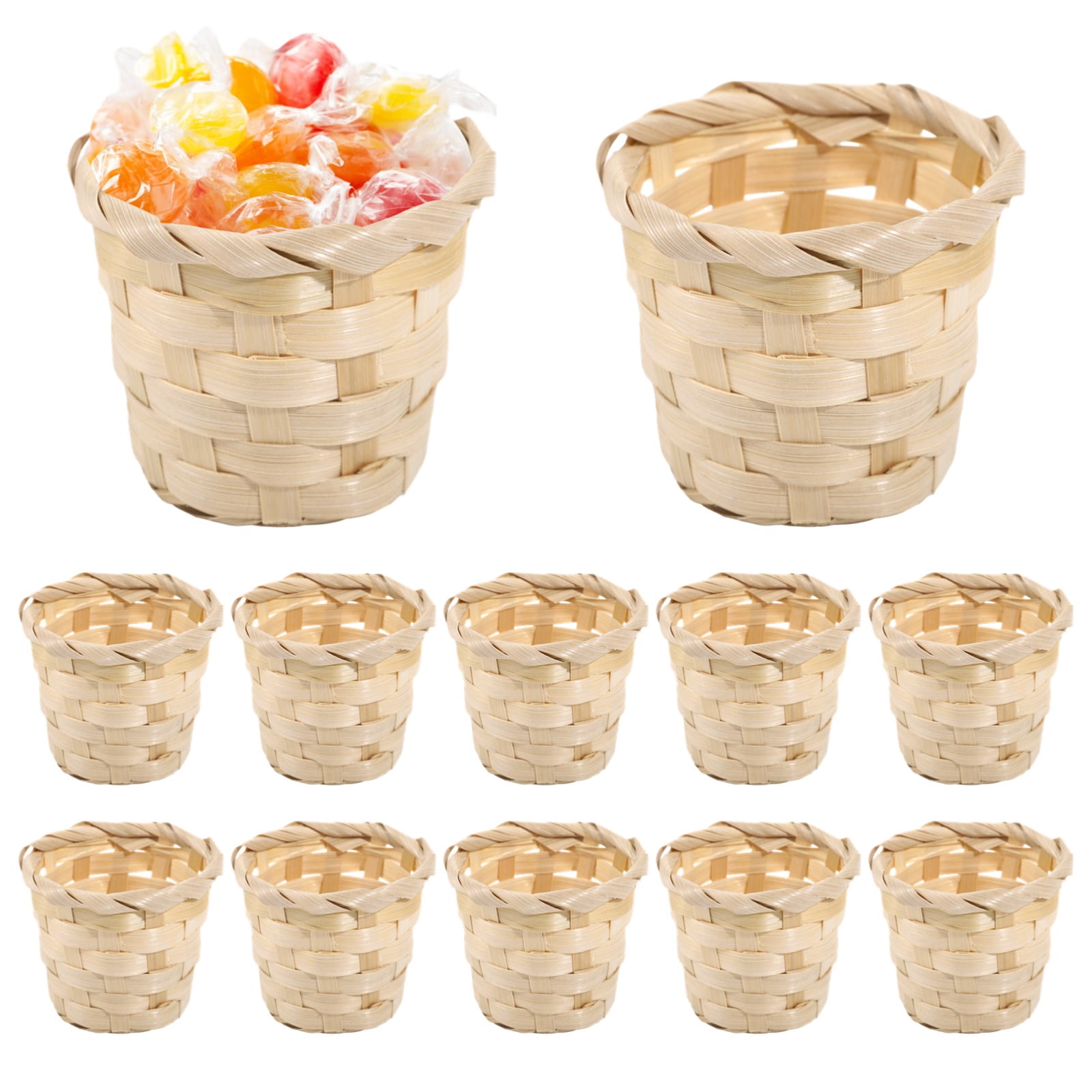 12 Pcs Small Woven Baskets, Mini Wood Wicker Storage Bins for Desktop ...