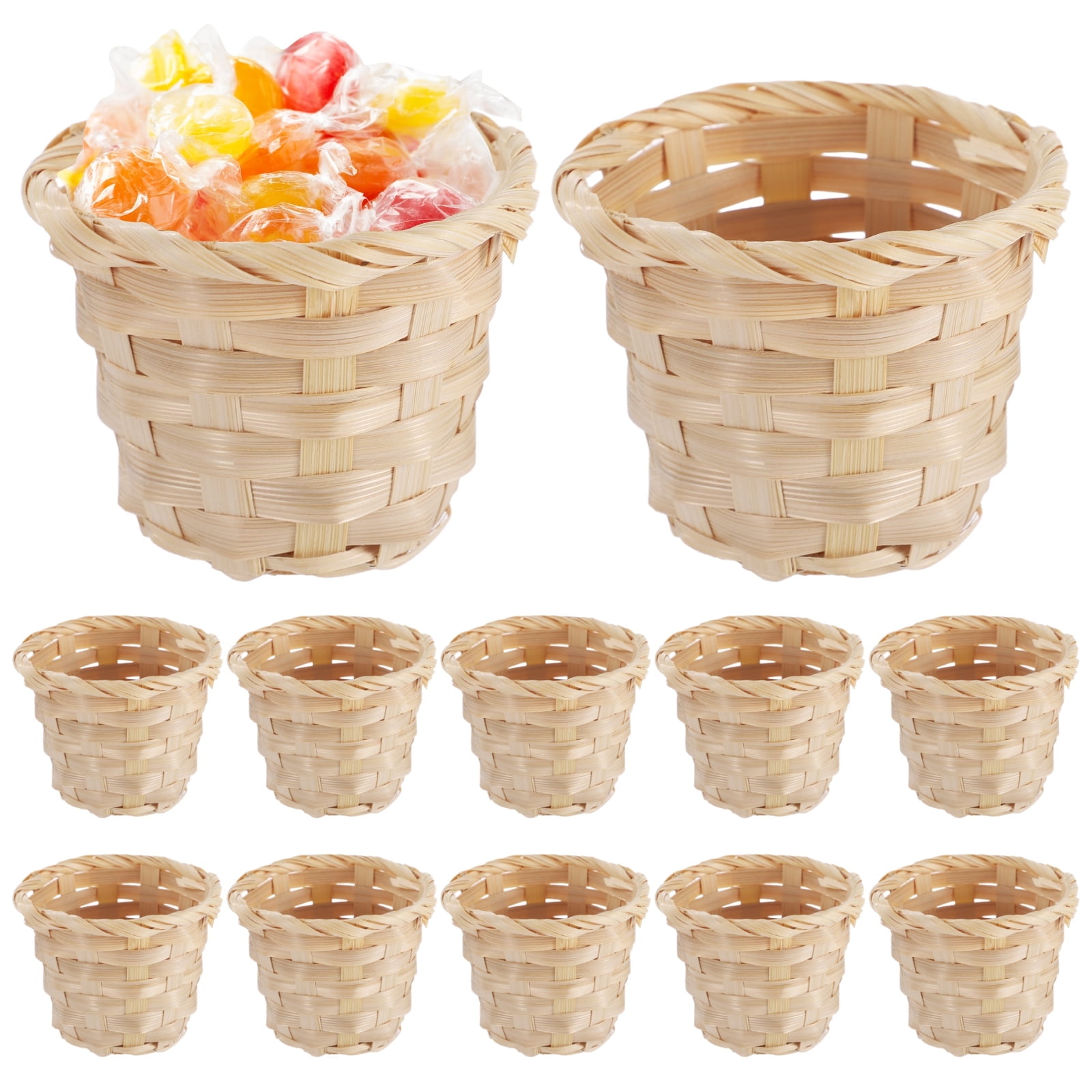 12 Pcs Small Woven Baskets,Mini Wood Wicker Storage Bins for Desktop ...