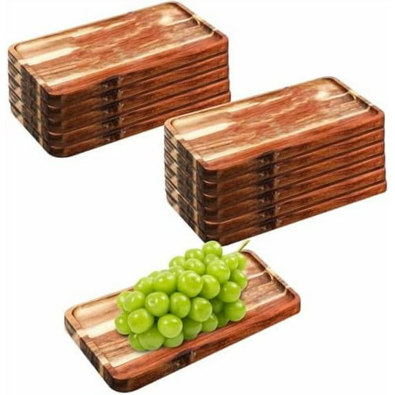 12 Pcs Solid Wood Serving Trays 12x8 Inch Acacia – Rectangular ...