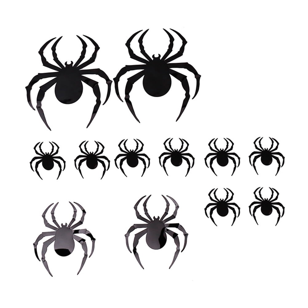 12 Pcs Spider Decal Wall Sticker Halloween Removable Stickers Adhesive ...