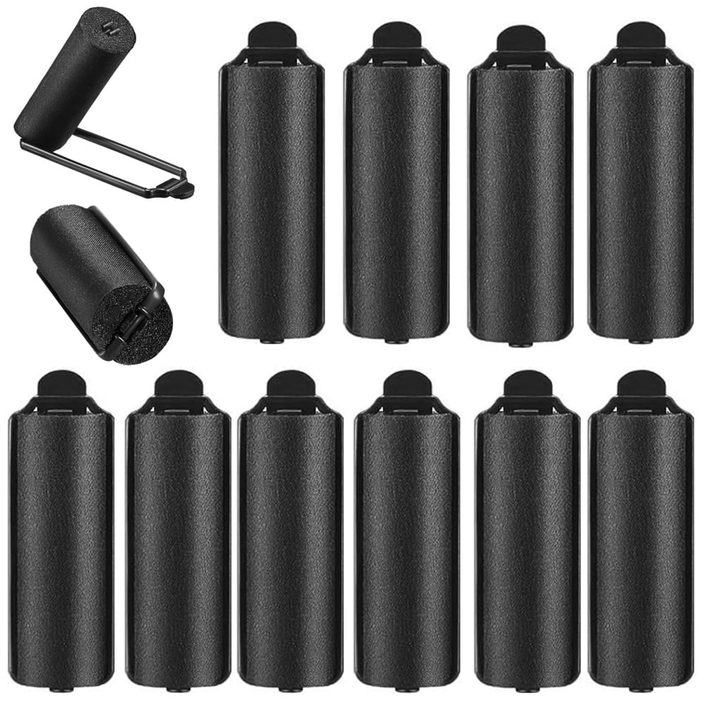 12 Pcs Sponge Hair Roller Clips,Satin Foam Sponge Hair Rollers,Black ...