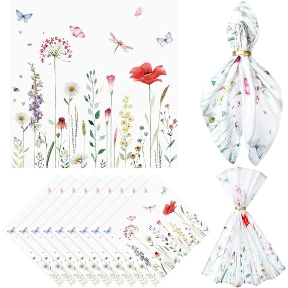 12 Pcs Spring Cloth Napkins Floral 20'' x 20'' Washable Dinner Tea ...