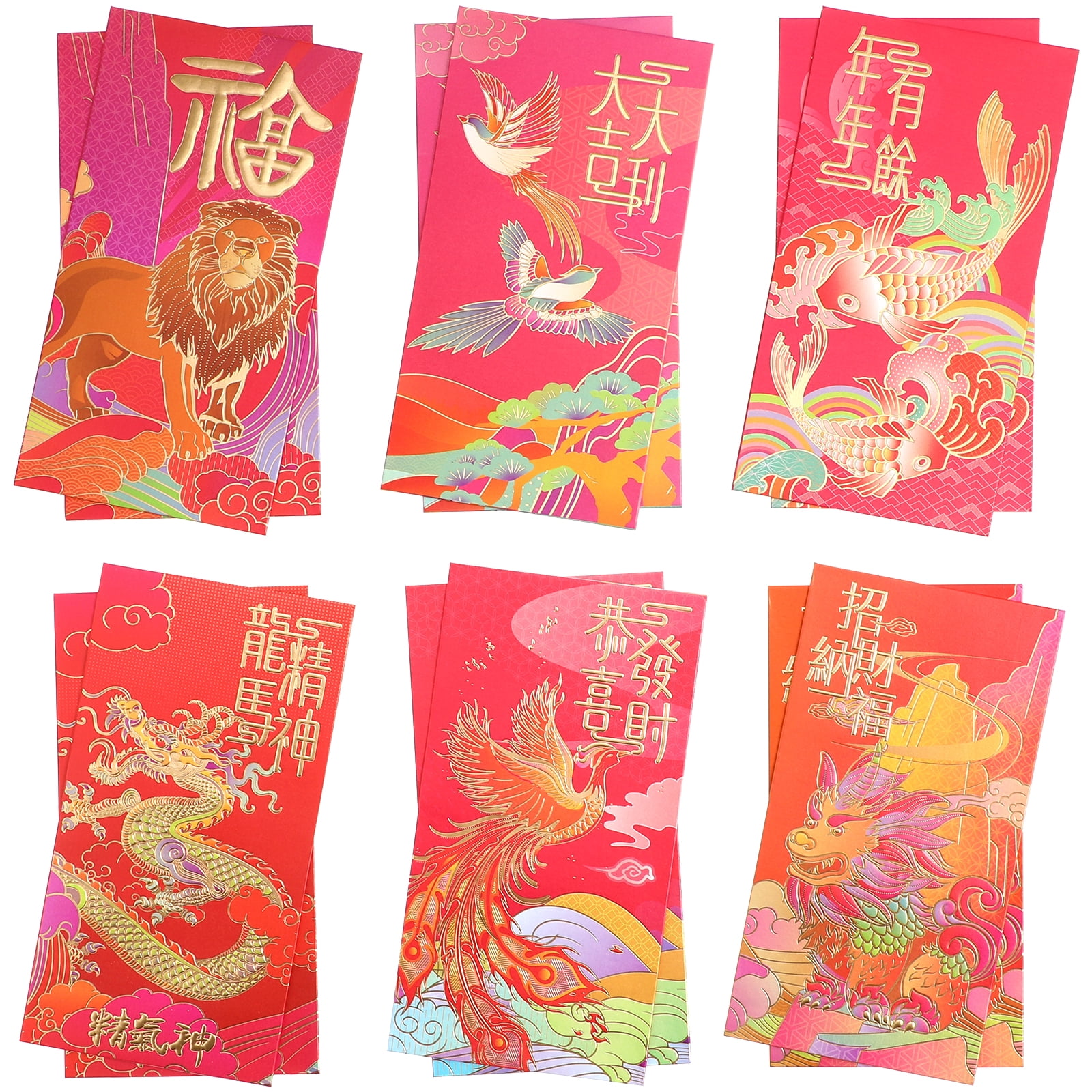 12 Pcs Spring Festival Red Envelope New Year Packets Lunar Envelopes ...