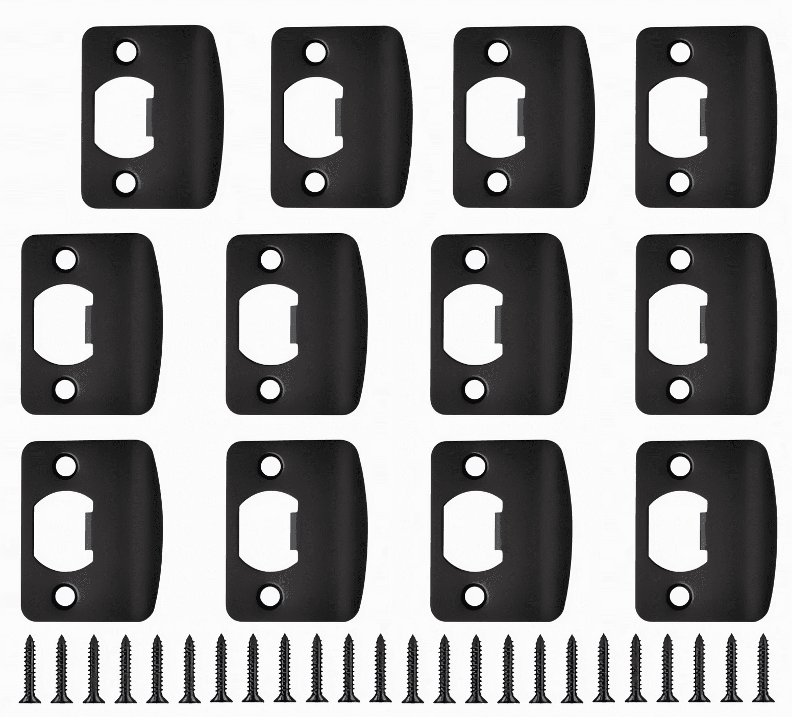 12 Pcs Square Round Corner Door Strike Plates, Black Stainless Steel ...