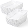 12 Pcs Stackable Plastic Storage Bins 14 x 10 In with Handles A4 Size ...