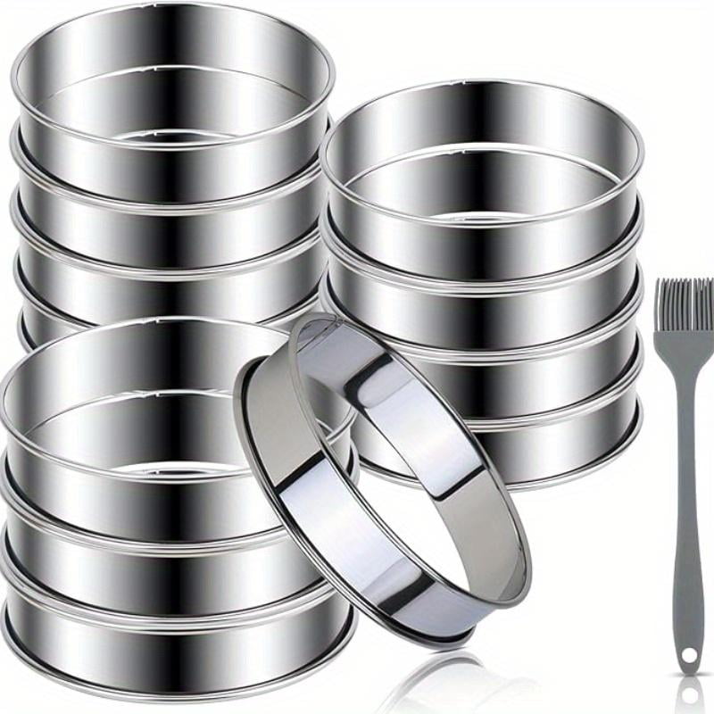 12 Pcs Stainless Steel English Muffin Ring Set Non-Stick Round Cake ...