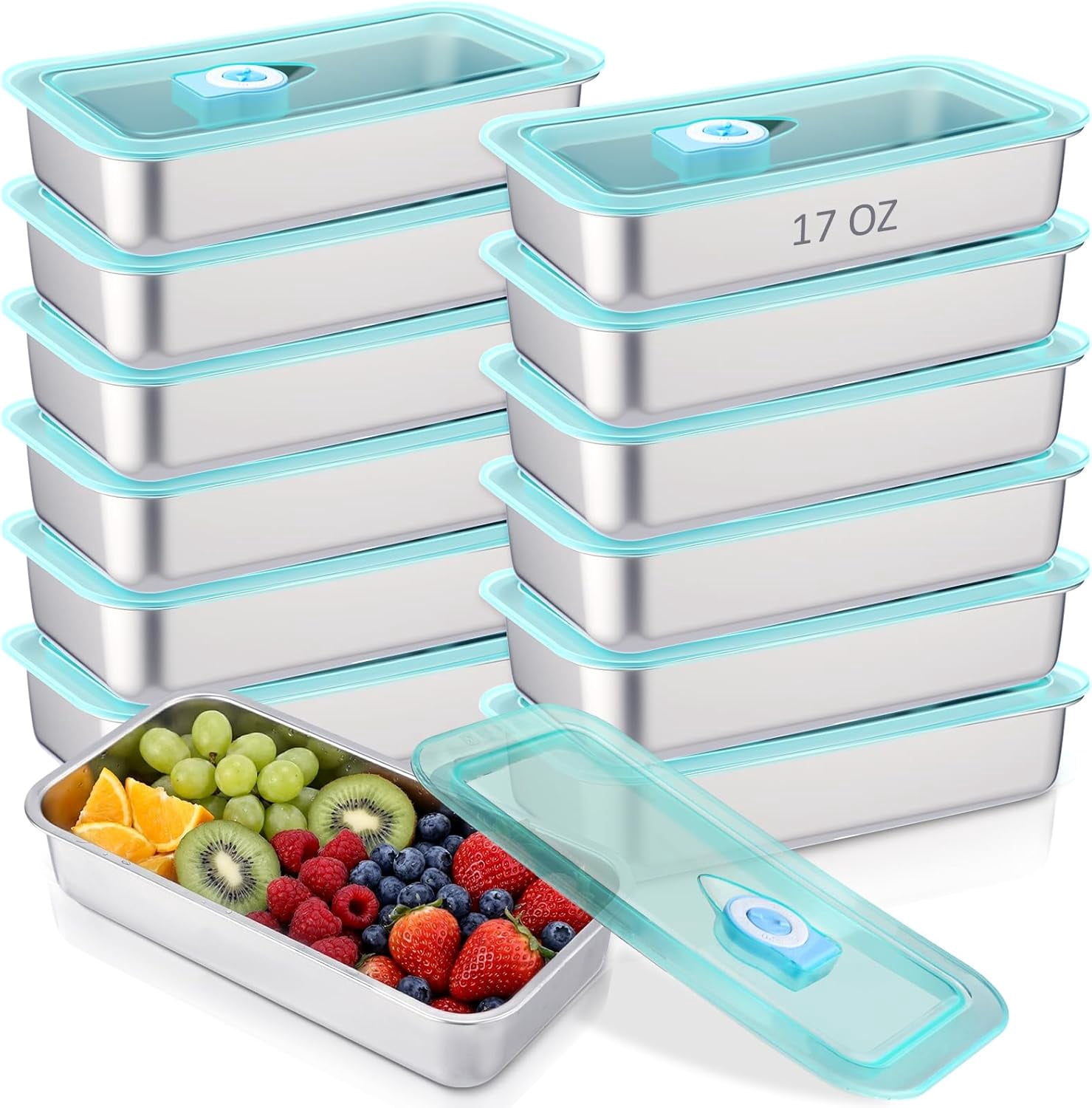 12 Pcs Stainless Steel Food Storage Containers Food Prep Containers ...