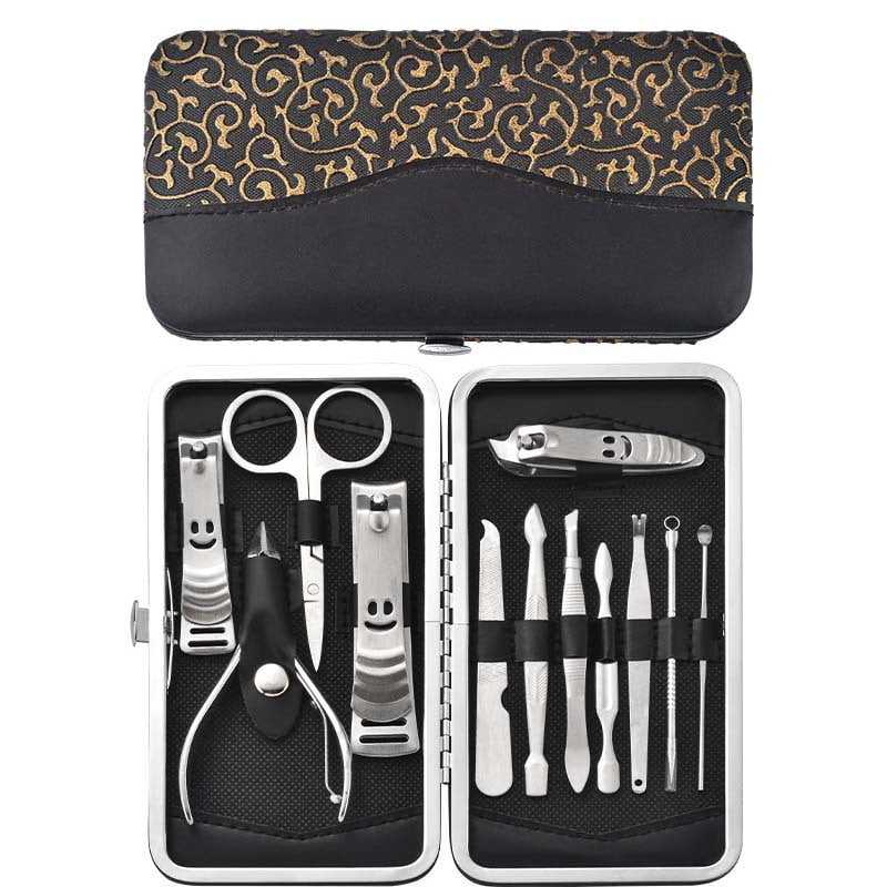 12 Pcs Stainless Steel Manicure Pedicure Tools Set Travel Grooming Kit ...