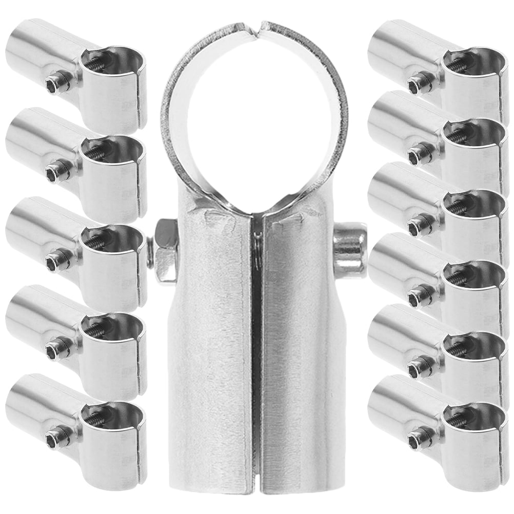 12 Pcs Stainless Steel Pipe Joints Picket Fence Pole T Clamp Pole ...