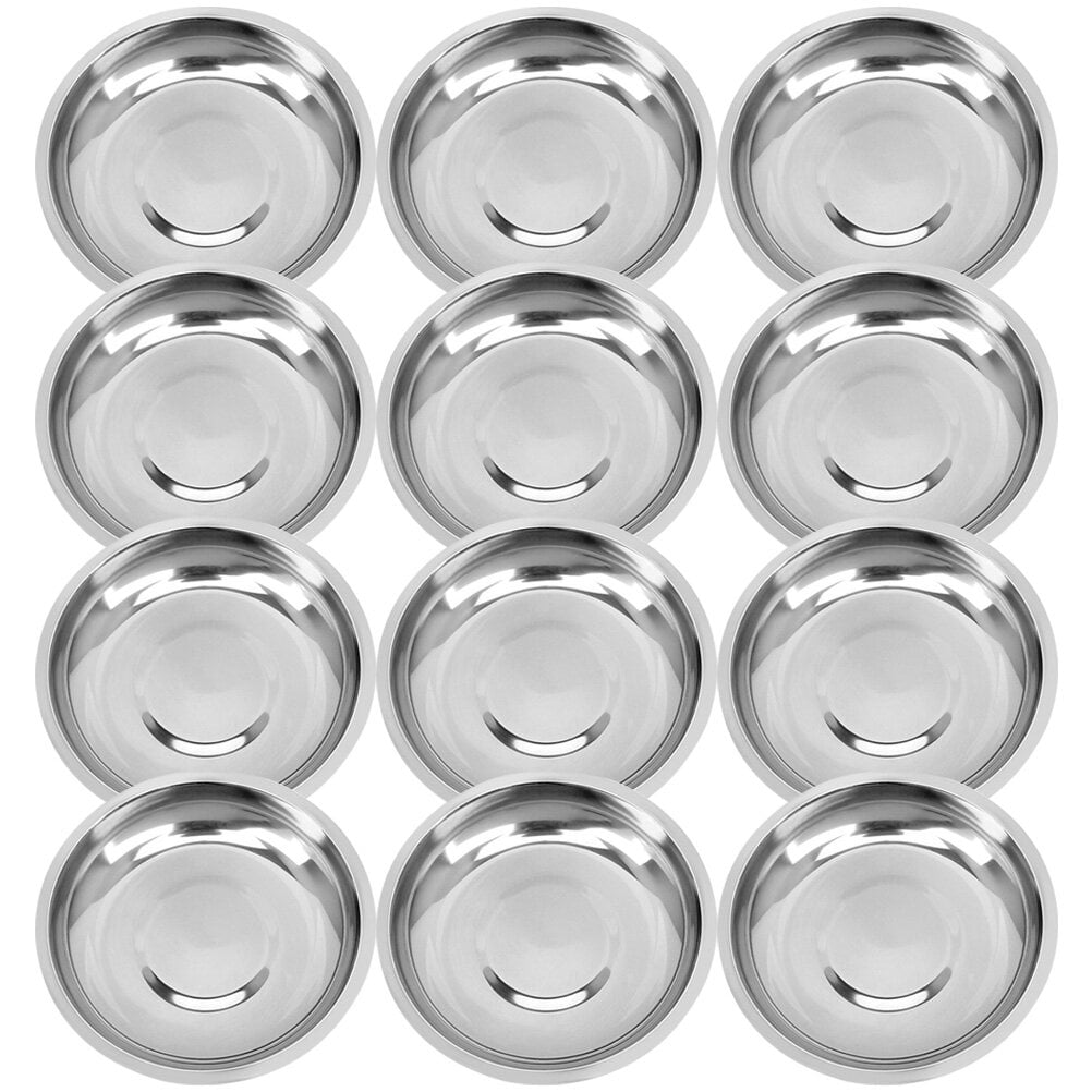 12 Pcs Stainless Steel Plate Bbq Starter Cutlery Tray Metal Bowls Soy ...