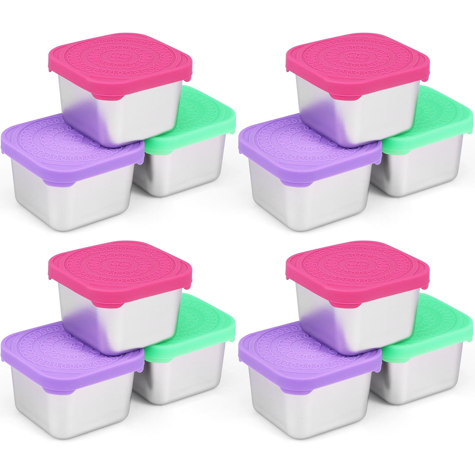 12 Pcs Stainless Steel Snack Container with Silicone Lid Reusable Food ...
