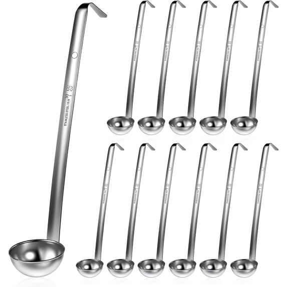 12 Pcs Stainless Steel Soup Ladle for Serving with Long Handles Portion ...