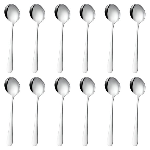12 Pcs Stainless Steel Spoons for Home Use, Long Handle Soup Spoon ...