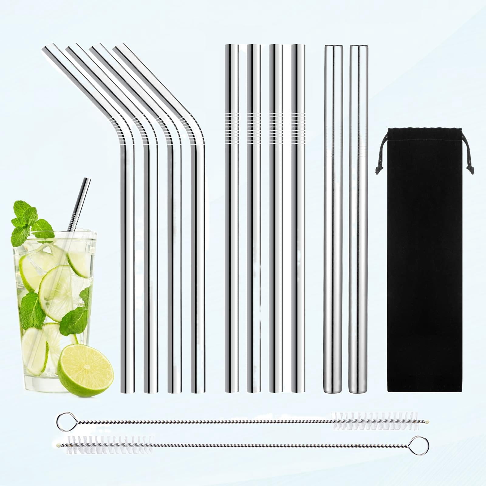 12 Pcs Stainless Steel Straws, Reusable Metal Straws Short Metal Straws ...