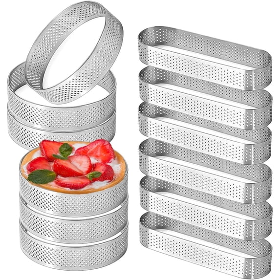 12 Pcs Stainless Steel Tart Rings, 3.15 Inch + 5 Inch Perforated Tart ...