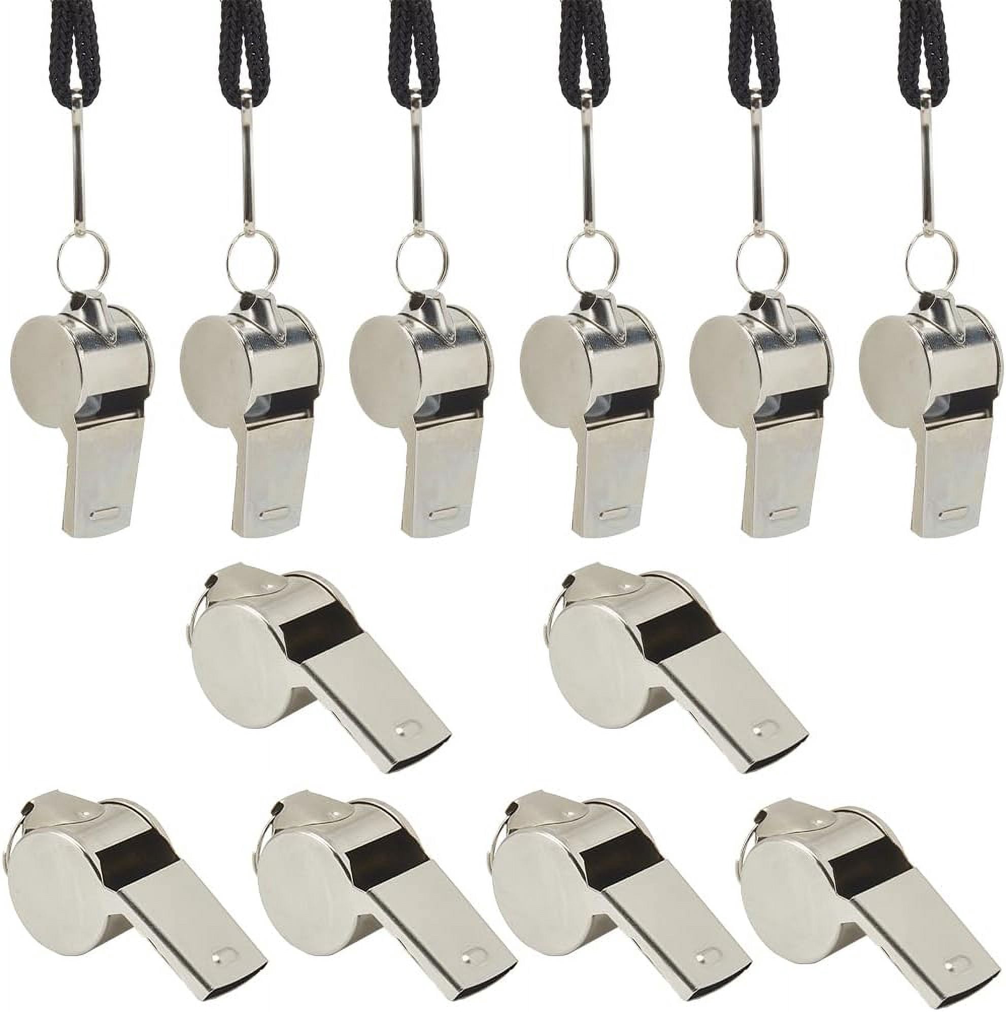 12 Pcs Stainless Steel Whistles Alloy Loud Crisp Sound Whistle Referee ...