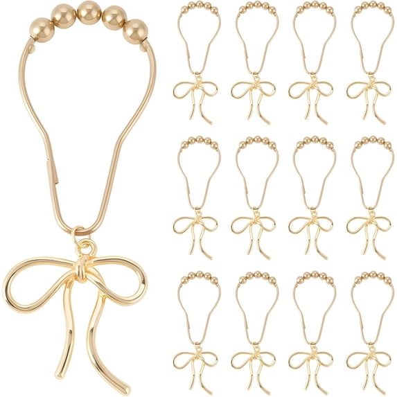 12 Pcs Stainless Steels Gold Bow Shower Curtain Hooks, Bulk Glide ...