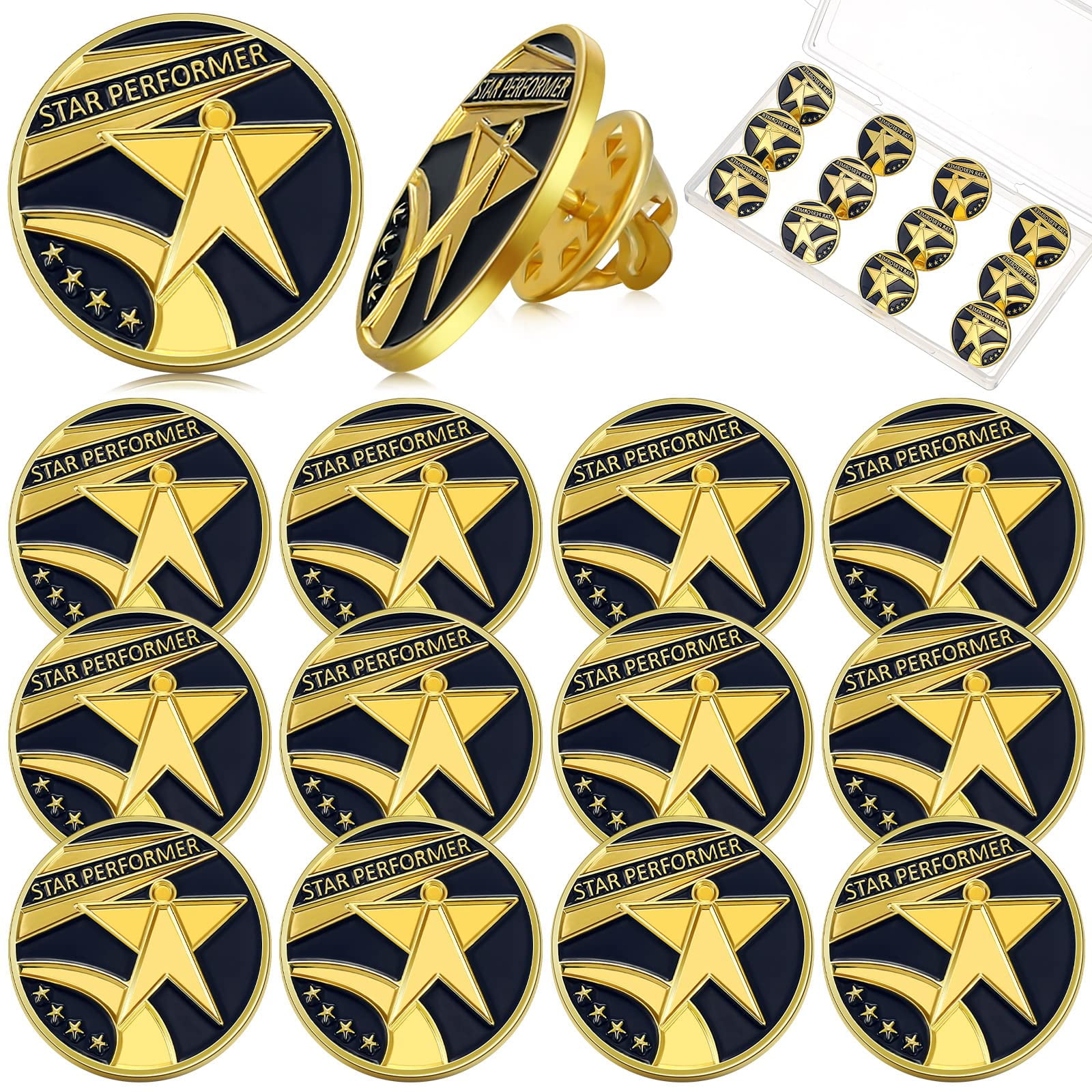 12 Pcs Star Performer Lapel Pin 3/4 Inch Employee Award Pins Employee ...