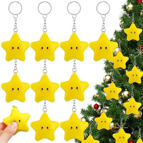12 Pcs Star Stress Ball Mini Christmas Tree Ornaments 1.97'' Star Foam ...