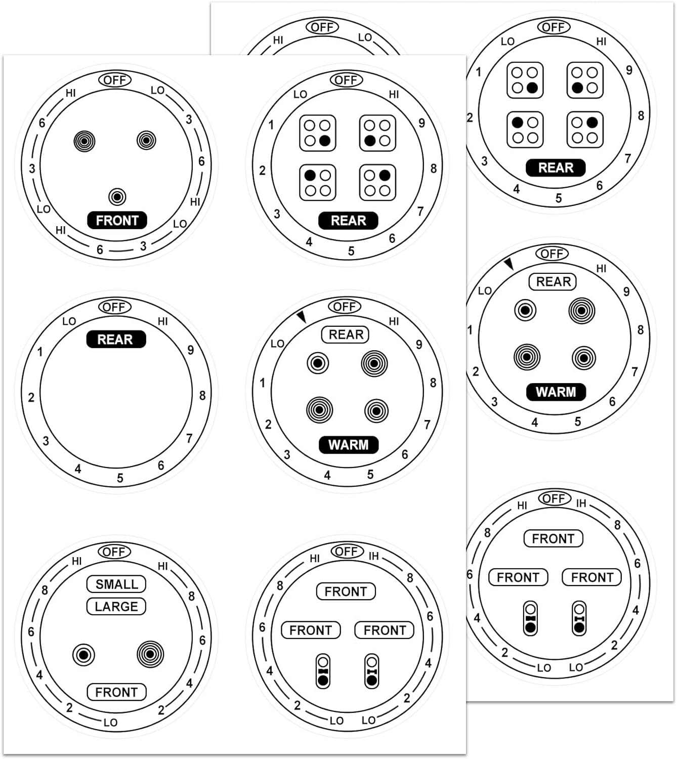 12 Pcs Stove Dials Stickers for Burner Cook Top Hob Cooker Top Oven ...
