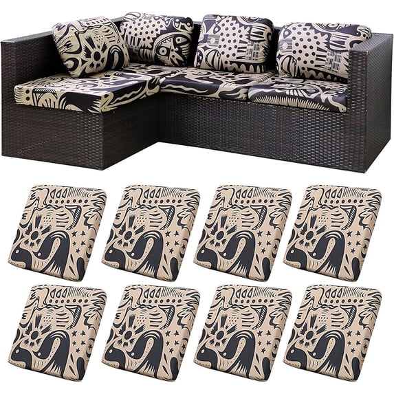 12 Pcs Stretch Patio Cushion Covers,Outdoor Couch Covers Replacement ...