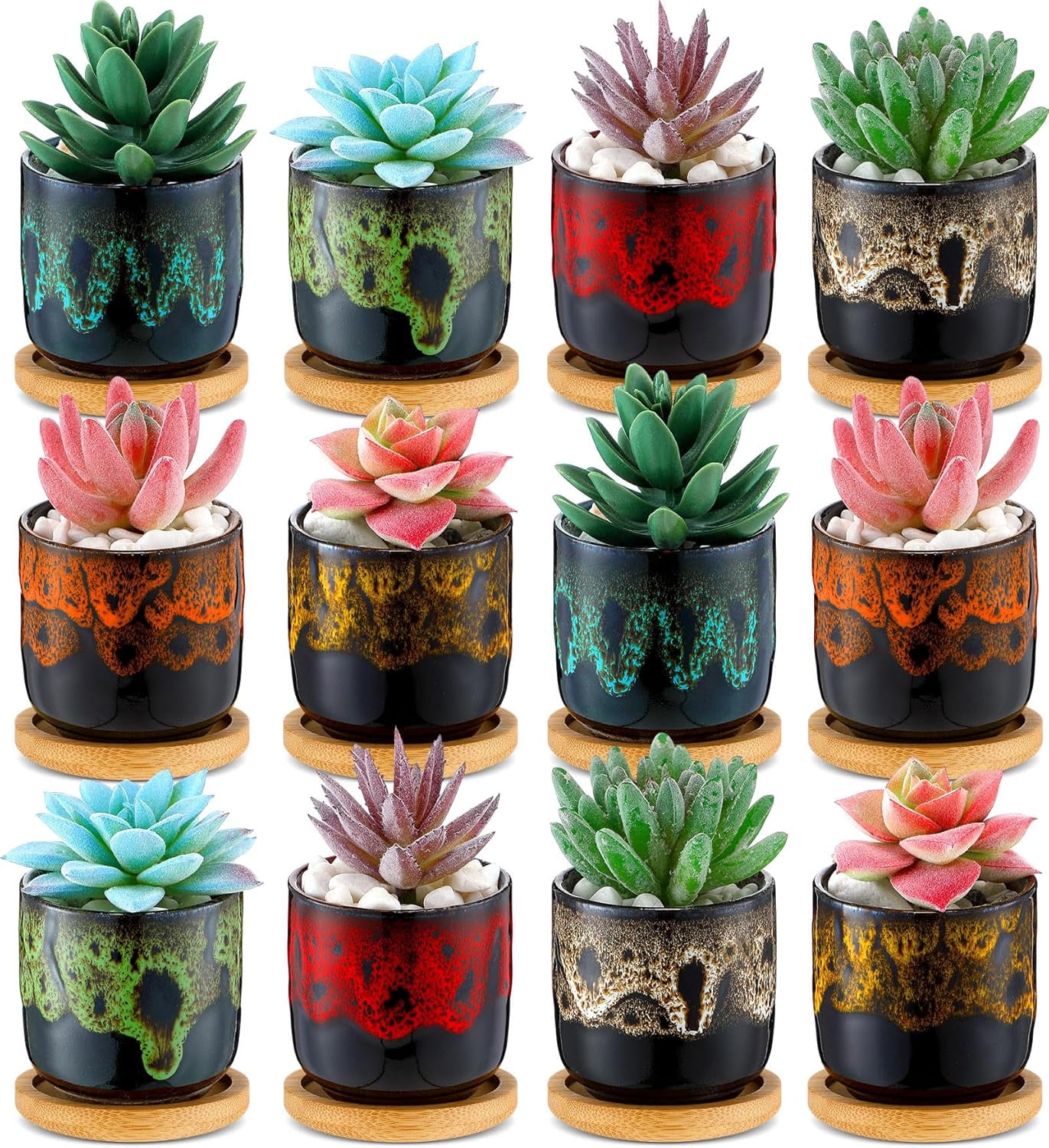 12 Pcs Succulent Pots 2.5 Inch Mini Ceramic Succulent Garden Flower ...