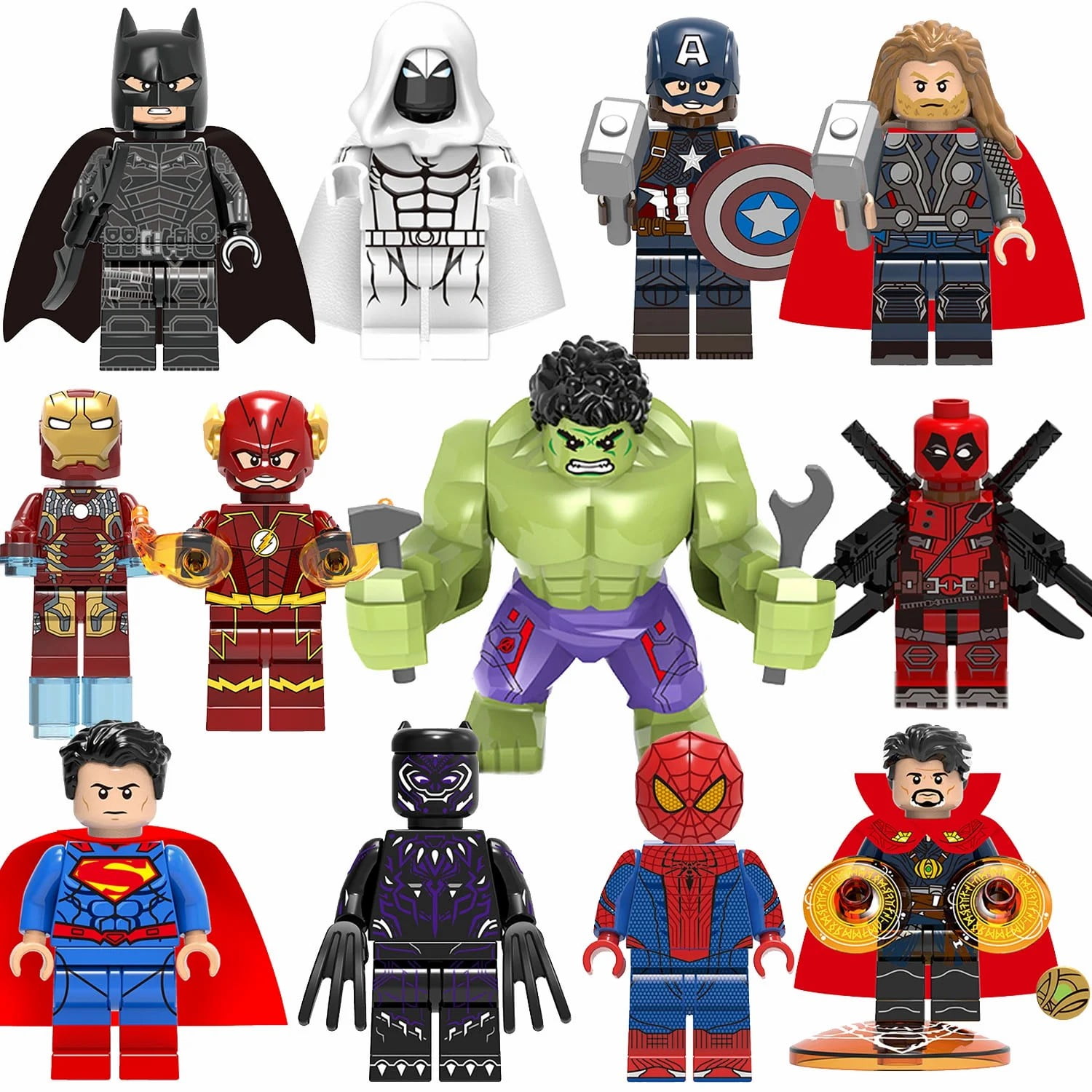 12 Pcs Super Hero Building Blocks Action Figures, Hulk & Iron Man ...