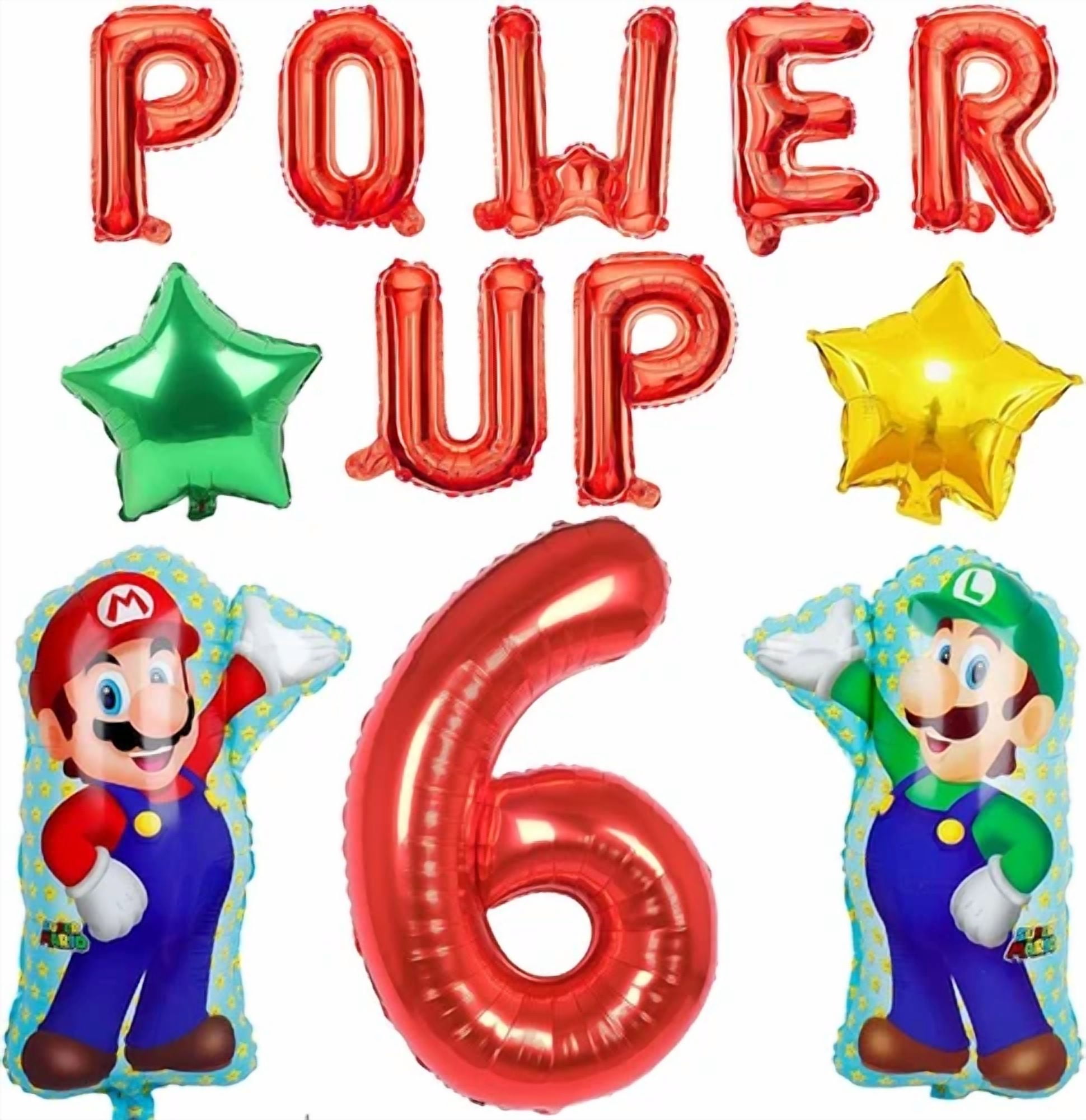 12 Pcs Super Mario Power Up 6 Year Balloon Brother Theme Birthday ...