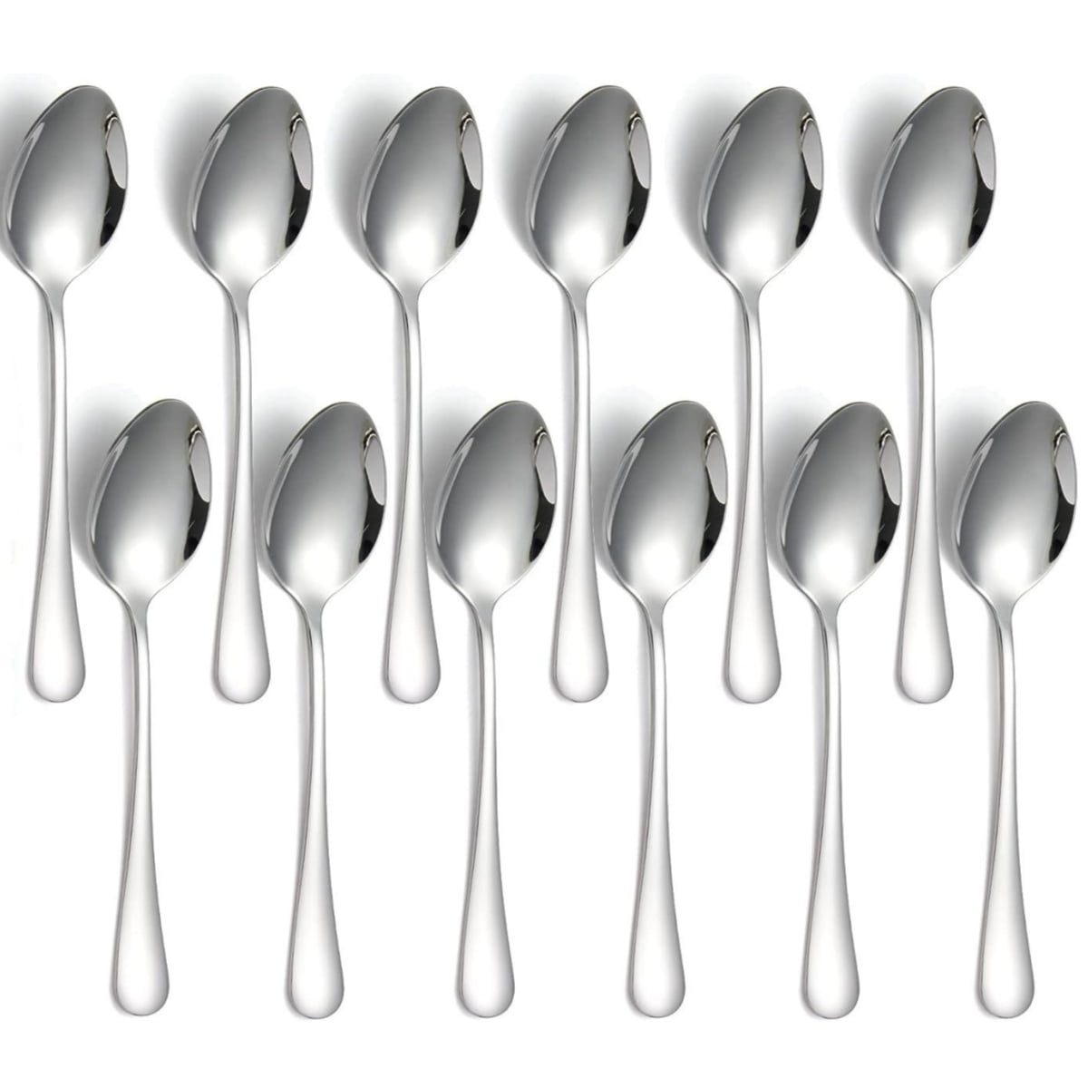 12 Pcs Teaspoons Set, Trianu Spoons Silverware, 6.7inch Stainless Steel ...