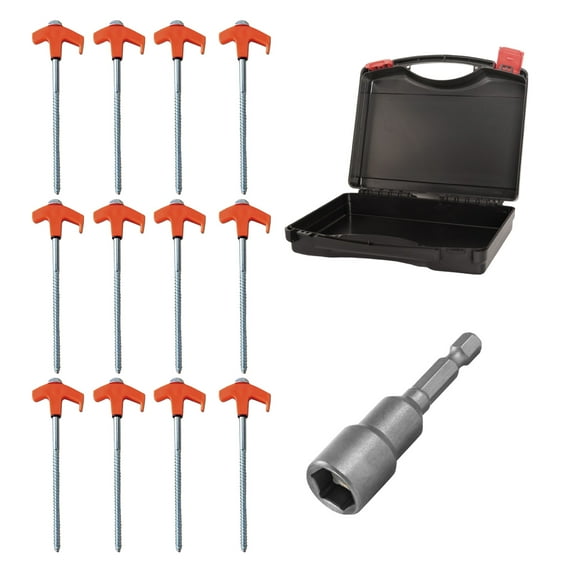12 Pcs Tent Stakes with Hexagonal Sleeves And Storage Box 8 Inch Heavy ...