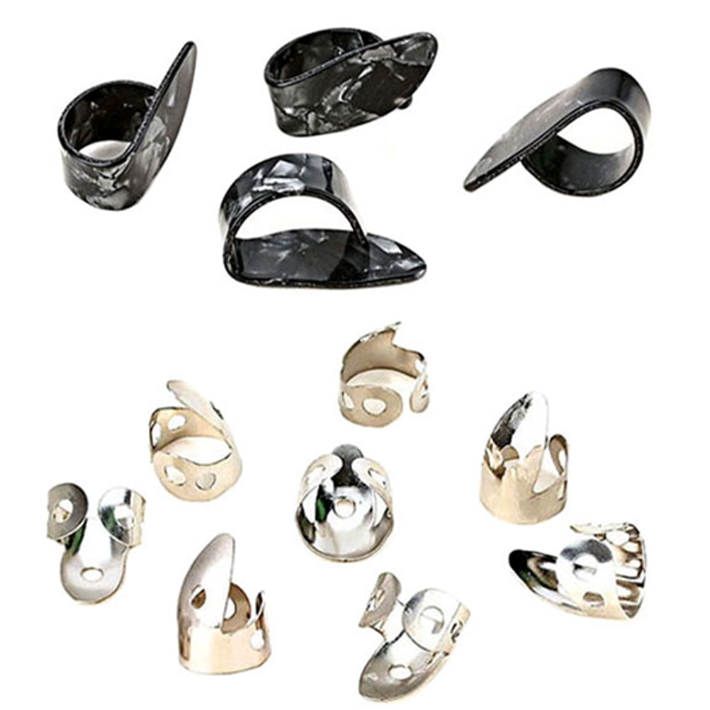 12Pcs Metal Adjustable Thumb and Finger Pick Rings Set for Guitar ...
