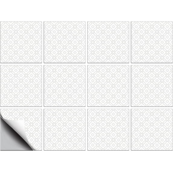 12 Pcs Tile Stickers Gray Geometric Peel and Stick Wall Tile Stickers ...