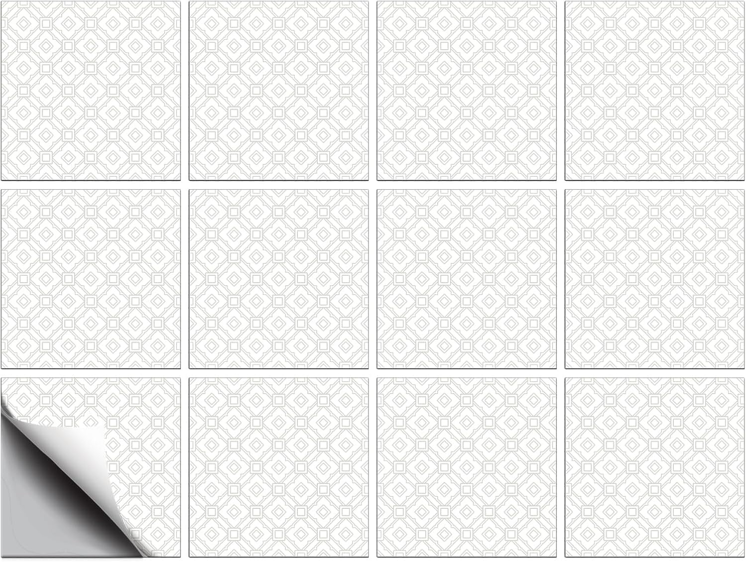 12 Pcs Tile Stickers Gray Geometric Peel and Stick Wall Tile Stickers ...
