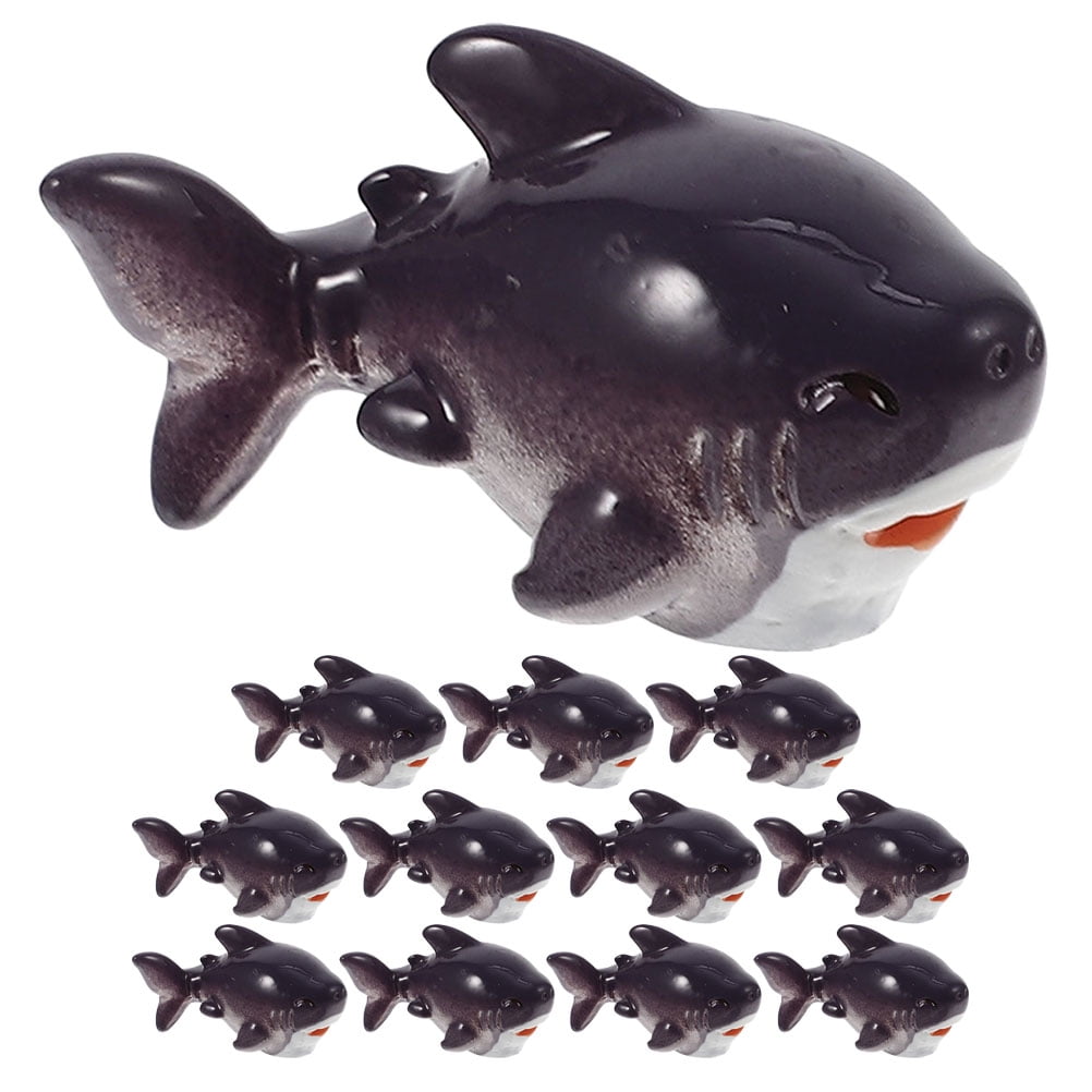 12 Pcs Tiny Shark Figures Miniature Statues Ocean Animals Killer Whale ...